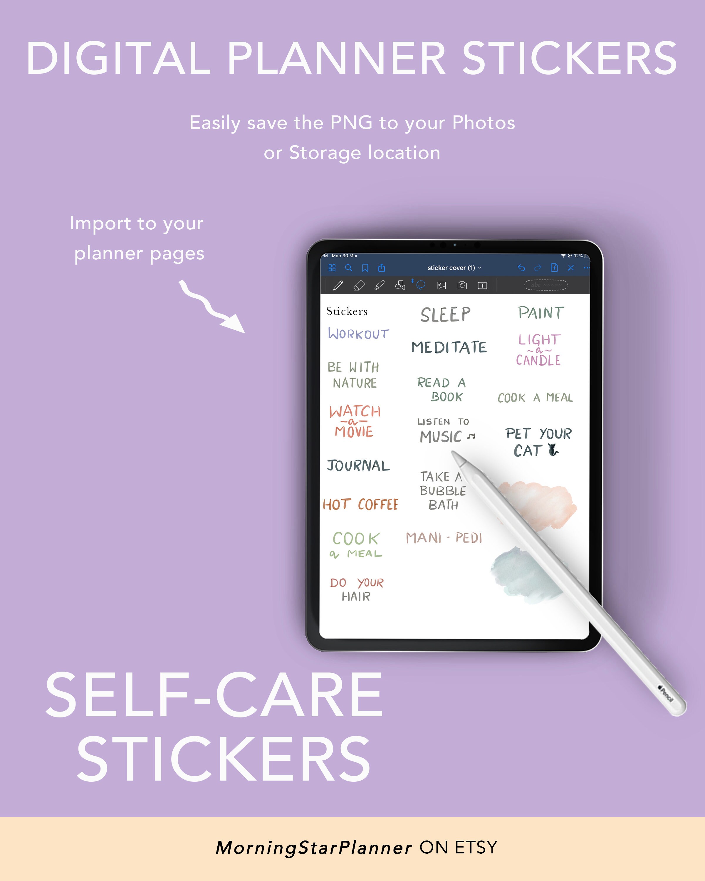 Self Care Digital Stickers for Goodnotes iPad & Tablet | Etsy