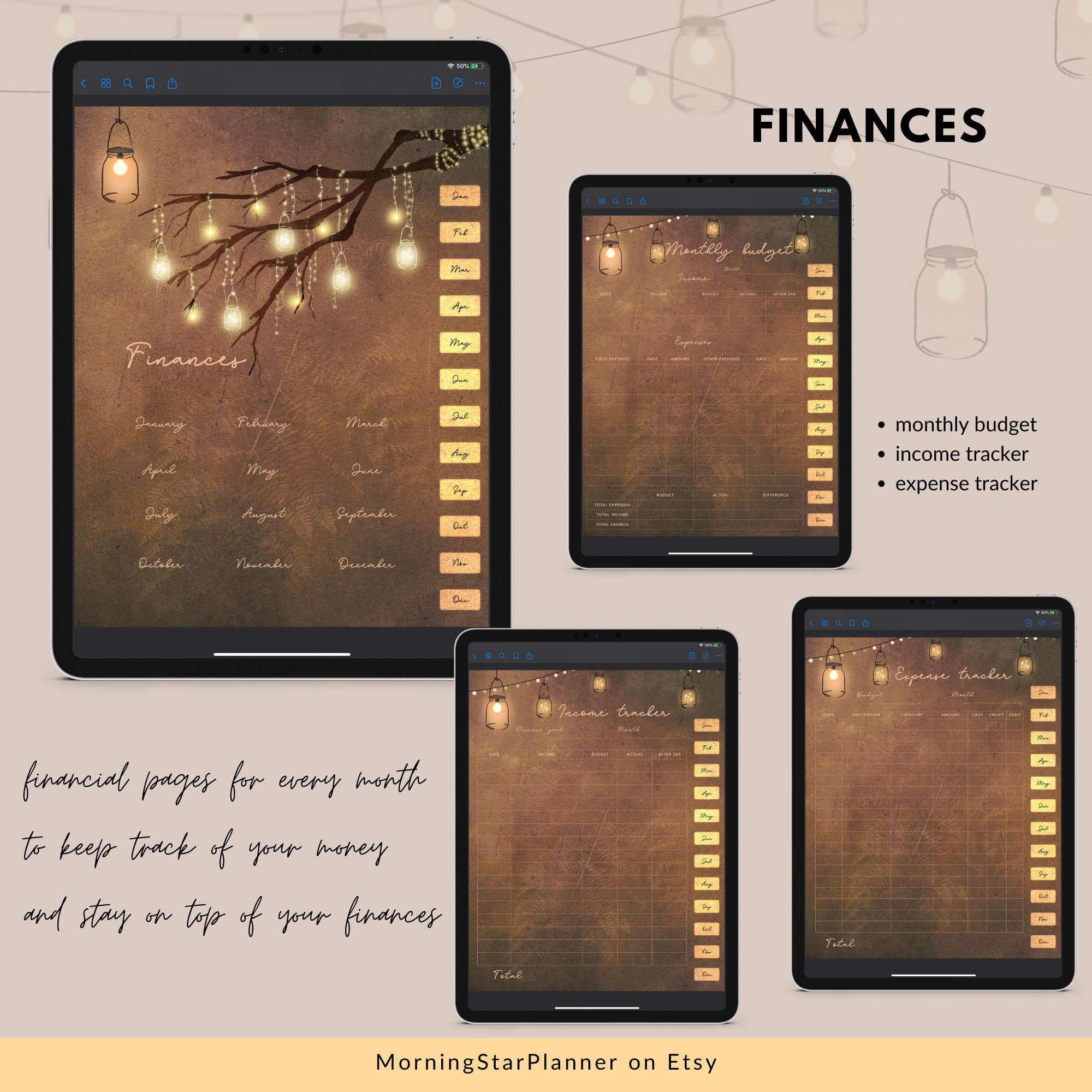 Magic Lights Planner, Undated Digital Planner, Digital Life Planner ...