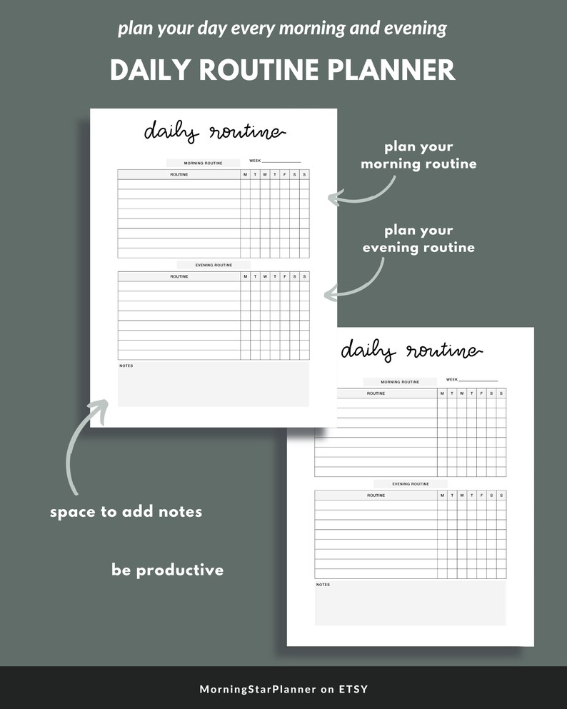 Daily Routine Planner, Routine Tracker, Morning Checklist, Evening ...
