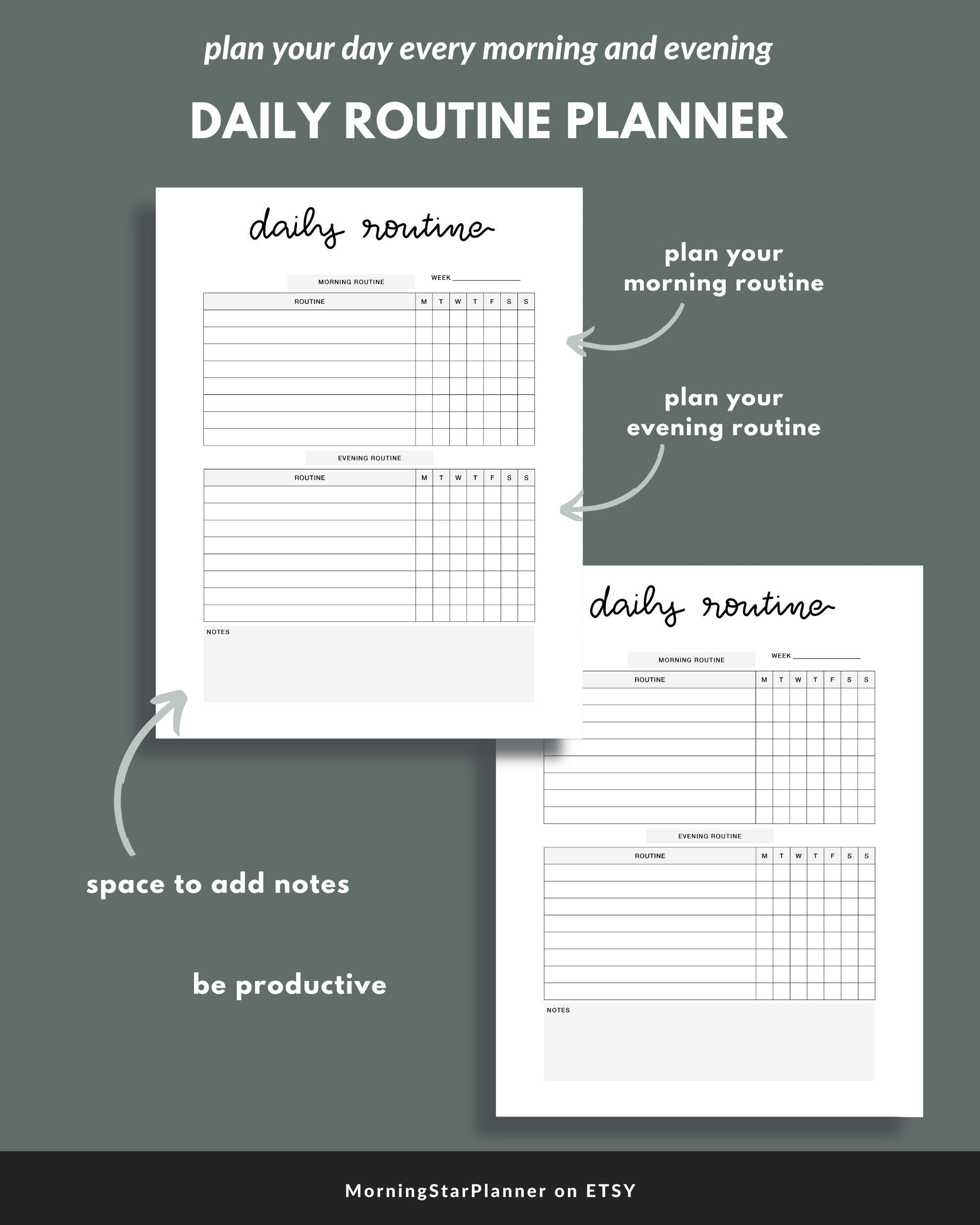Daily Routine Planner, Routine Tracker, Morning Checklist, Evening ...