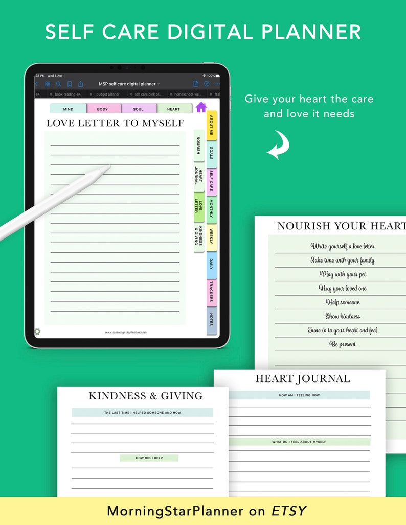 Self Care Digital Planner -goodnotes Planner for Self Love- Mood ...