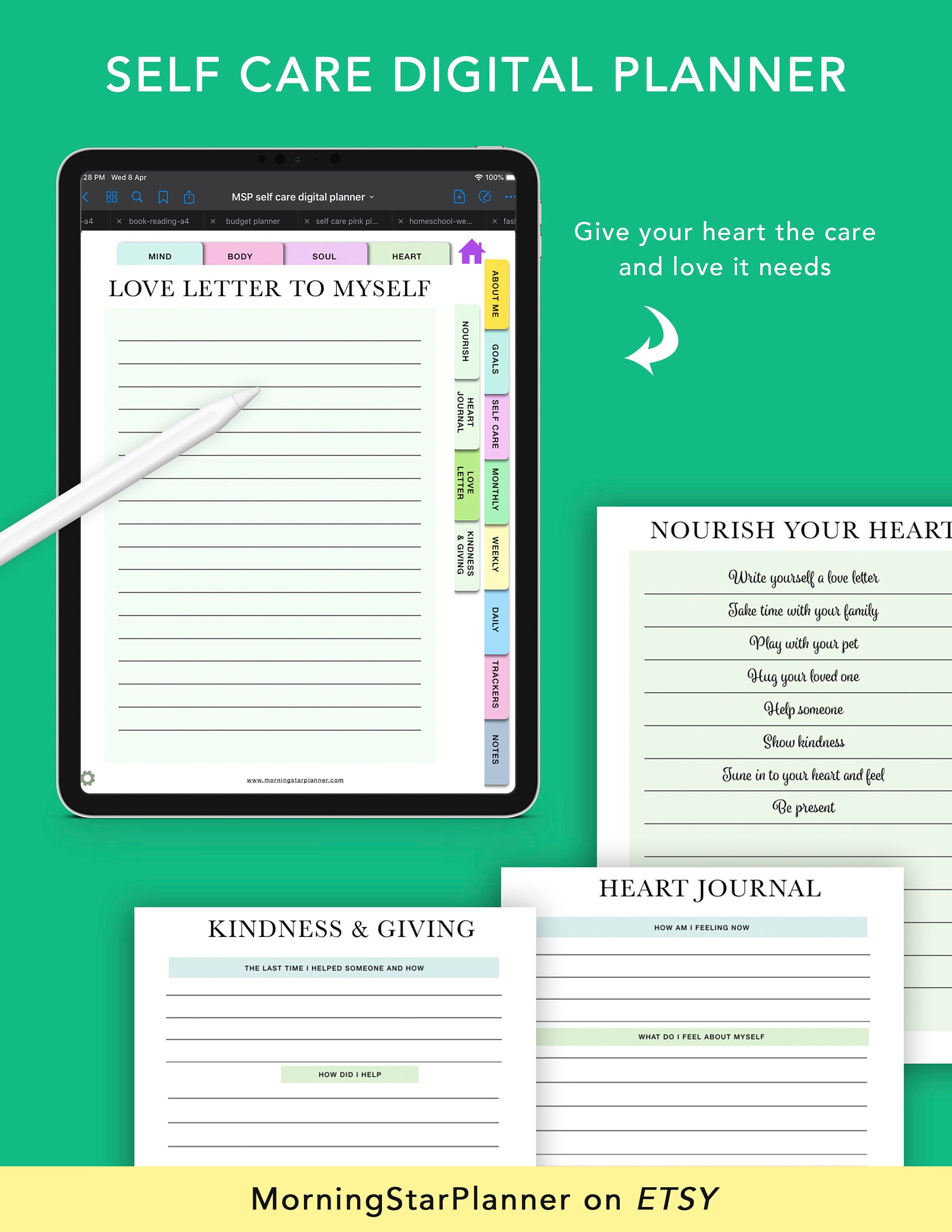 Buy Self Care Digital Planner goodnotes Planner for Self Love Mood ...