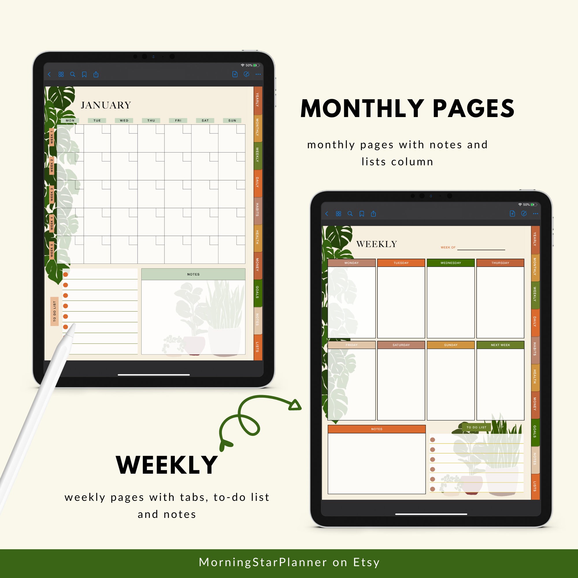 Undated Digital Planner, Plant Lover Planner, Life Planner, Indoor ...