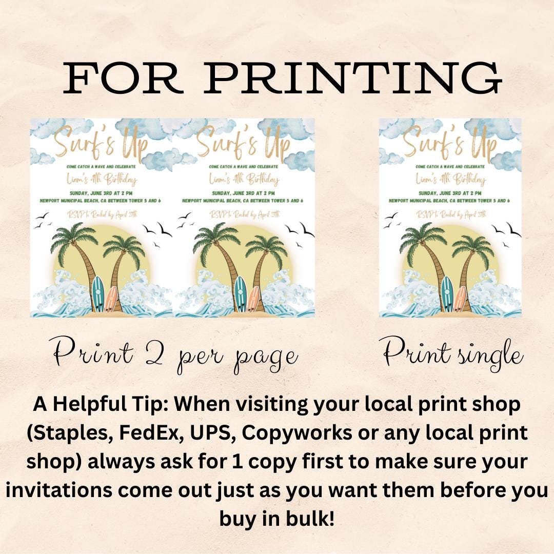 EDITABLE Surfs up Beach Birthday Invitation DIGITAL & PRINTABLE ...