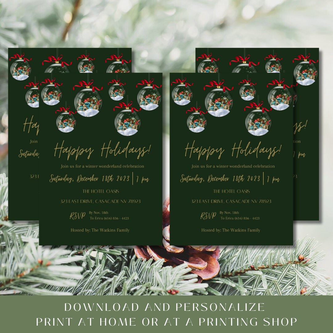 EDITABLE Holiday Party Invitation DIGITAL & PRINTABLE Template ...