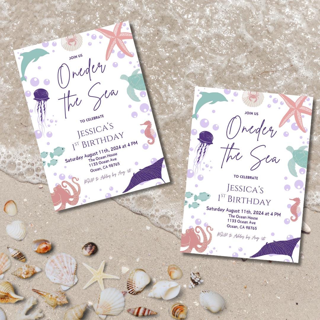 EDITABLE Oneder the Sea Birthday Party Invitation DIGITAL and PRINT ...