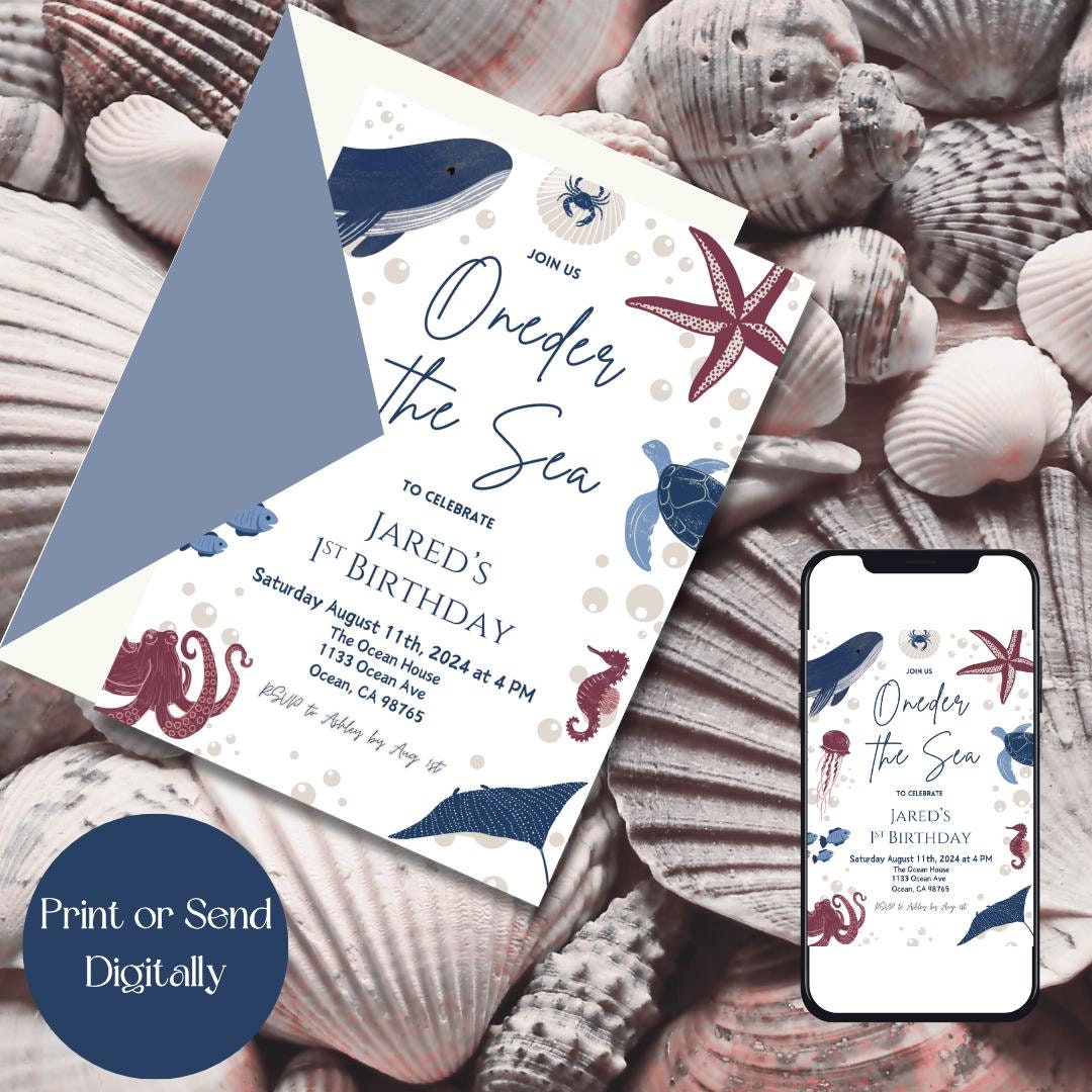 EDITABLE Oneder the Sea Birthday Party Invitation DIGITAL and PRINT ...