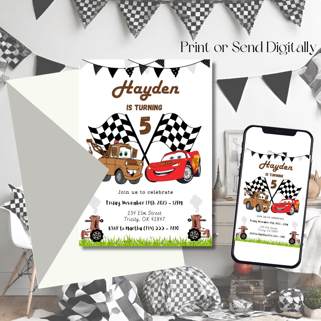 EDITABLE Pixar Cars Birthday Party Invitation, Any Age for DIGITAL and ...