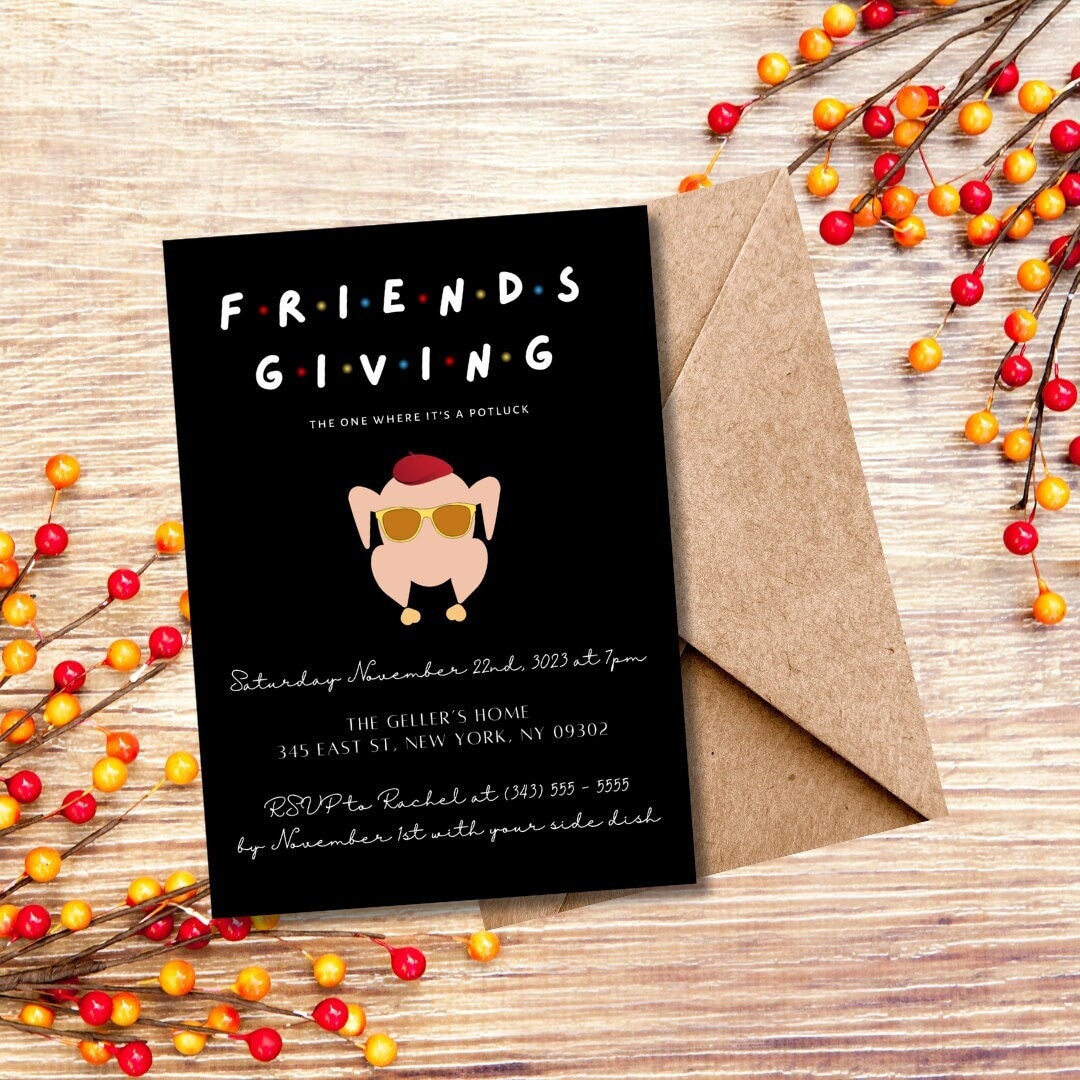 EDITABLE Friends Friendsgiving Dinner Invite DIGITAL & PRINTABLE, Funny ...