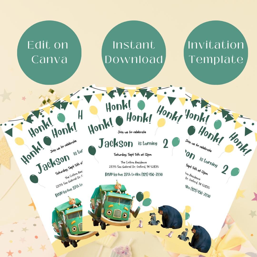 EDITABLE Trash Truck Birthday Party Invitation DIGITAL and PRINT, Trash ...