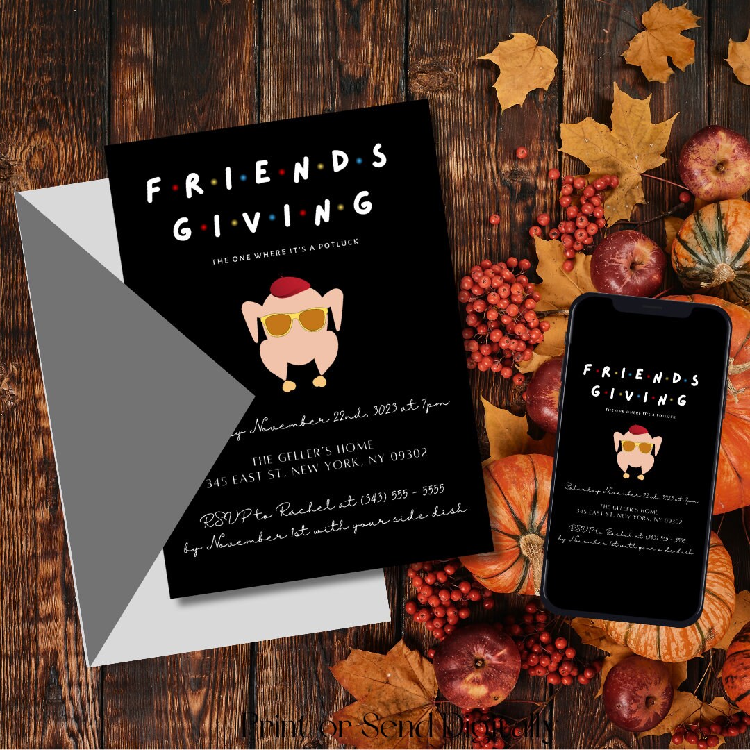 EDITABLE Friends Friendsgiving Dinner Invite DIGITAL & PRINTABLE, Funny ...