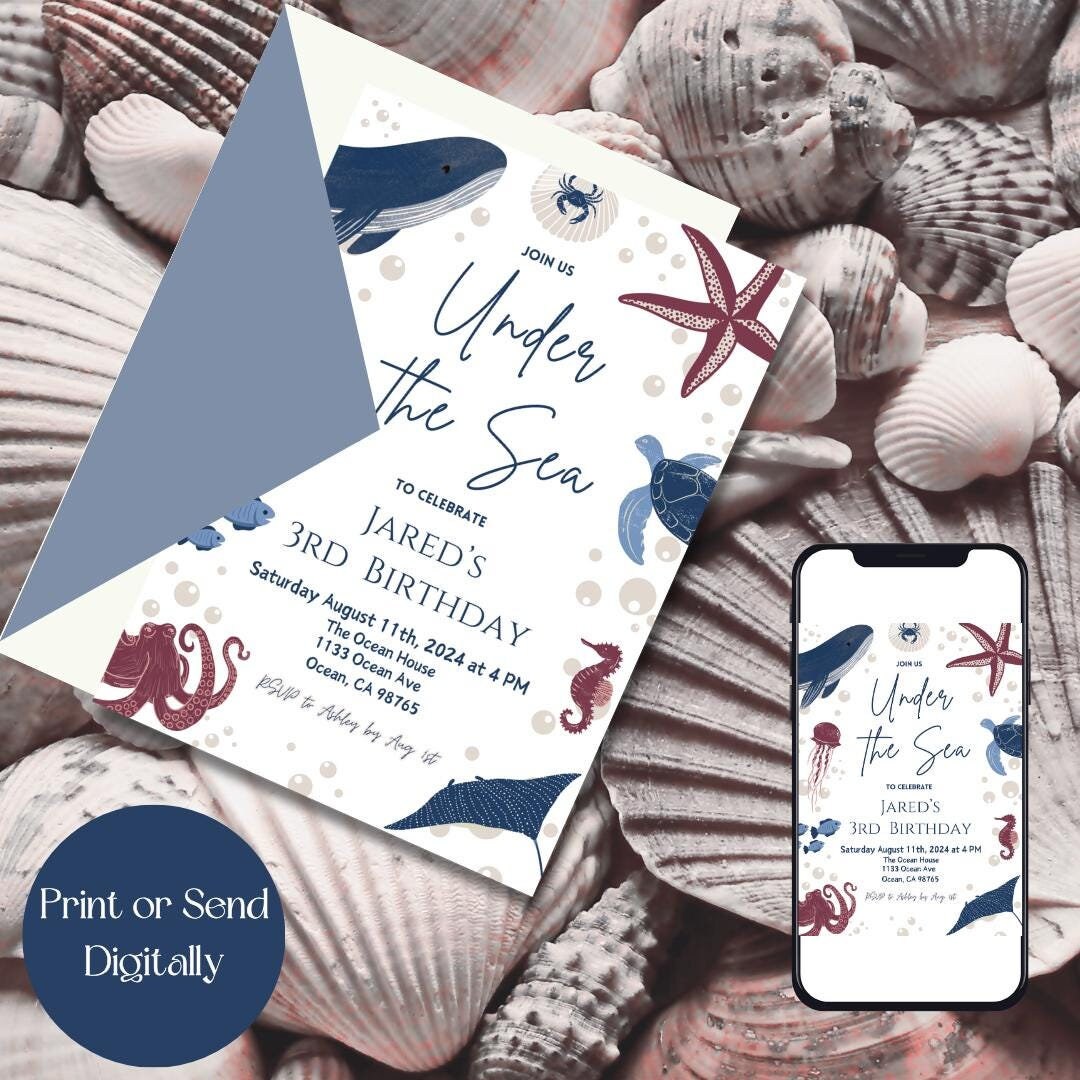 EDITABLE Under the Sea Birthday Party Invitation DIGITAL and PRINT ...