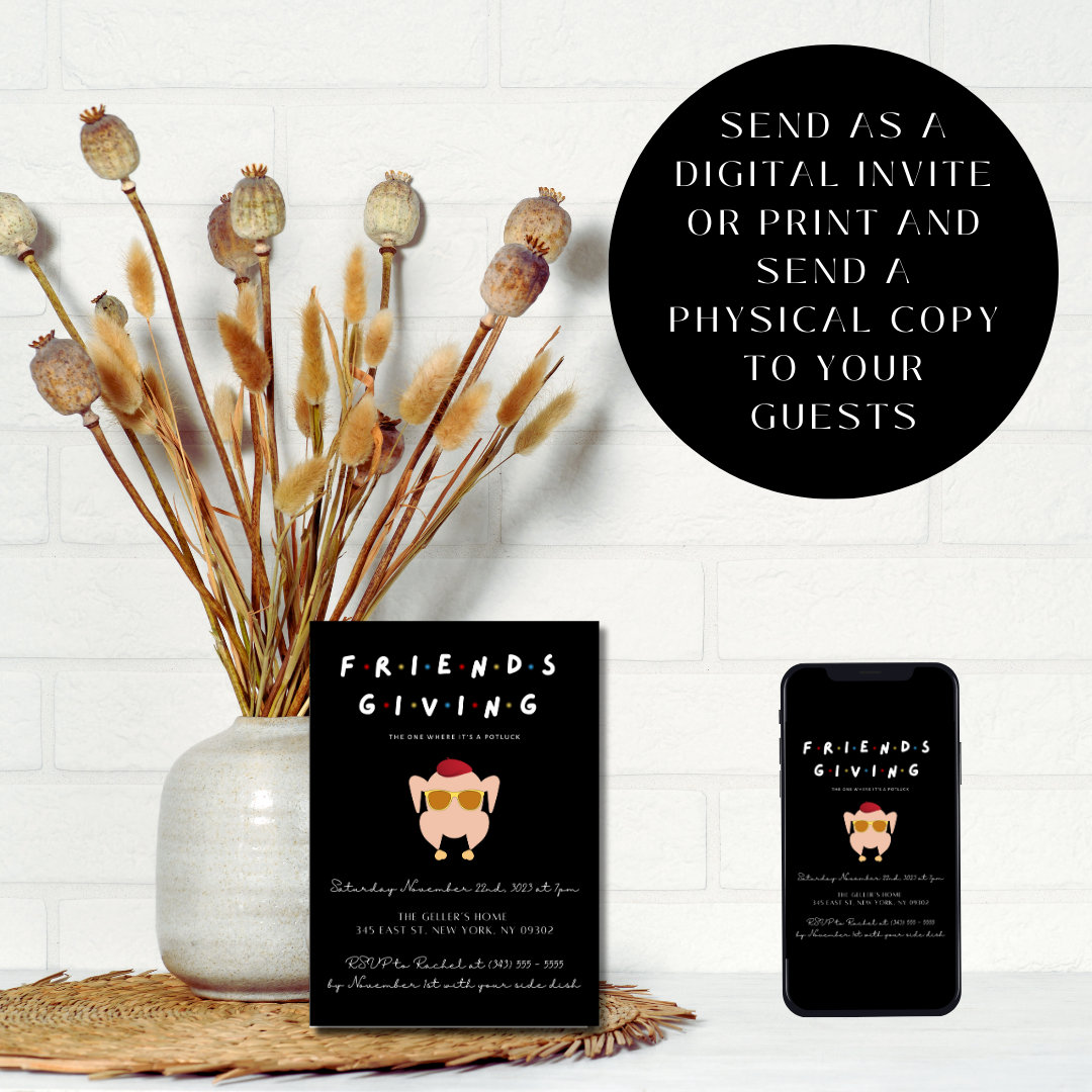 EDITABLE Friends Friendsgiving Dinner Invite DIGITAL & PRINTABLE, Funny ...