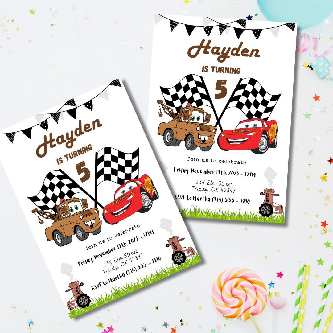 EDITABLE Pixar Cars Birthday Party Invitation, Any Age for DIGITAL and ...