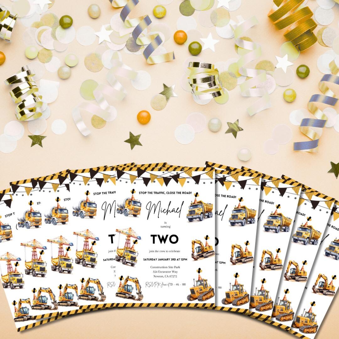 EDITABLE Construction Site Birthday Party Invitation DIGITAL and PRINT ...