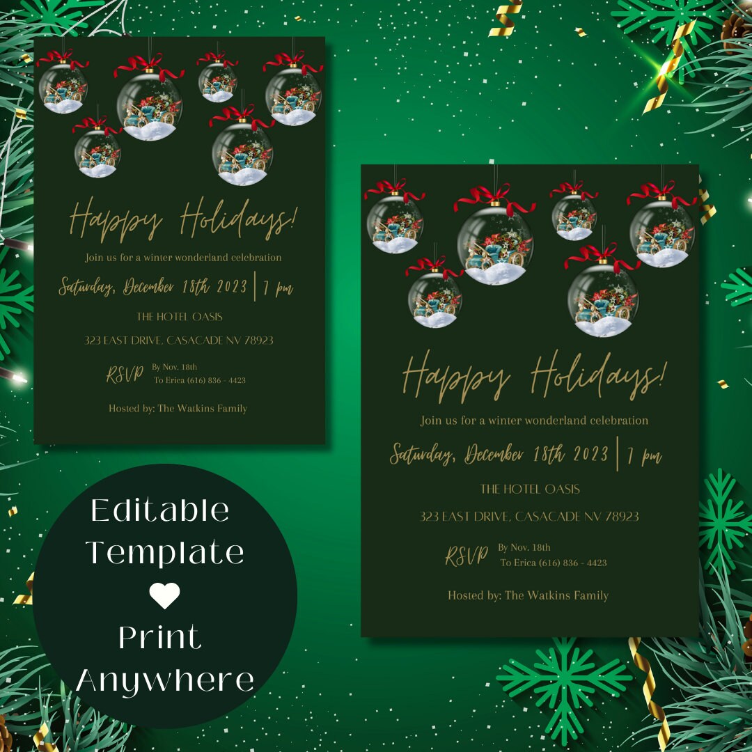 EDITABLE Holiday Party Invitation DIGITAL & PRINTABLE Template ...
