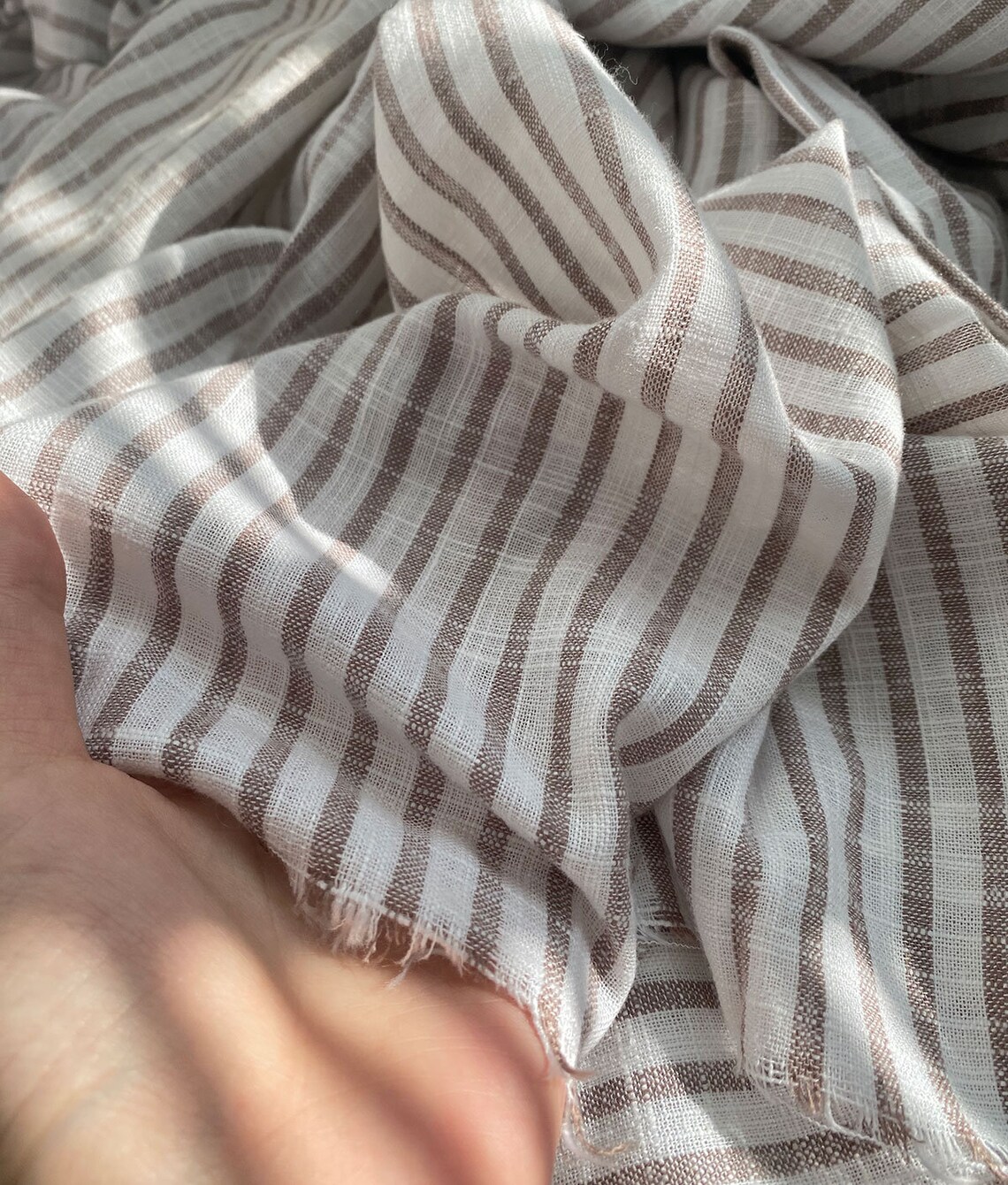 Extra wide striped linen fabric by the yard | Etsy