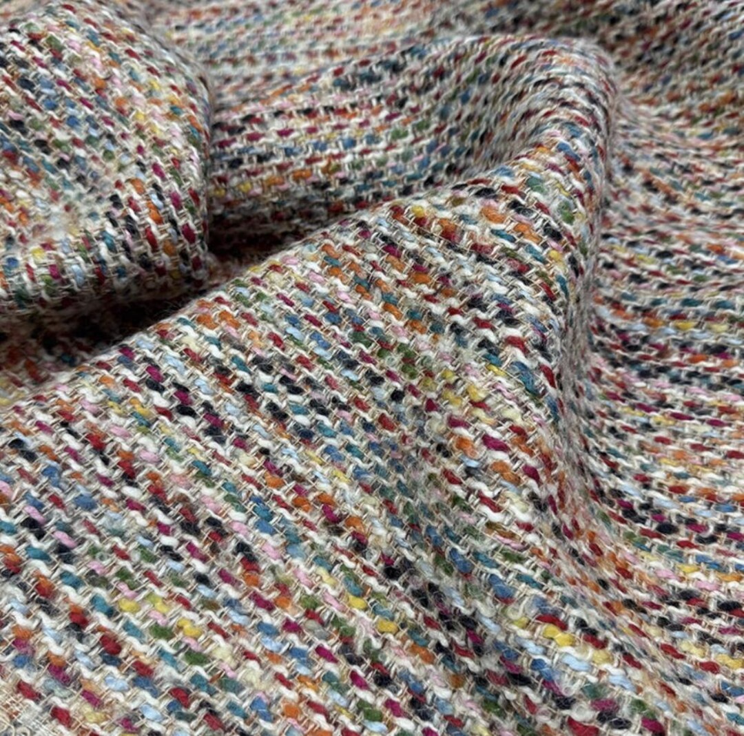 Colorful Tweed Wool Fabric by the Yard - Etsy