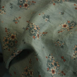 Print Floral Linen Fabric by the Yard - Etsy