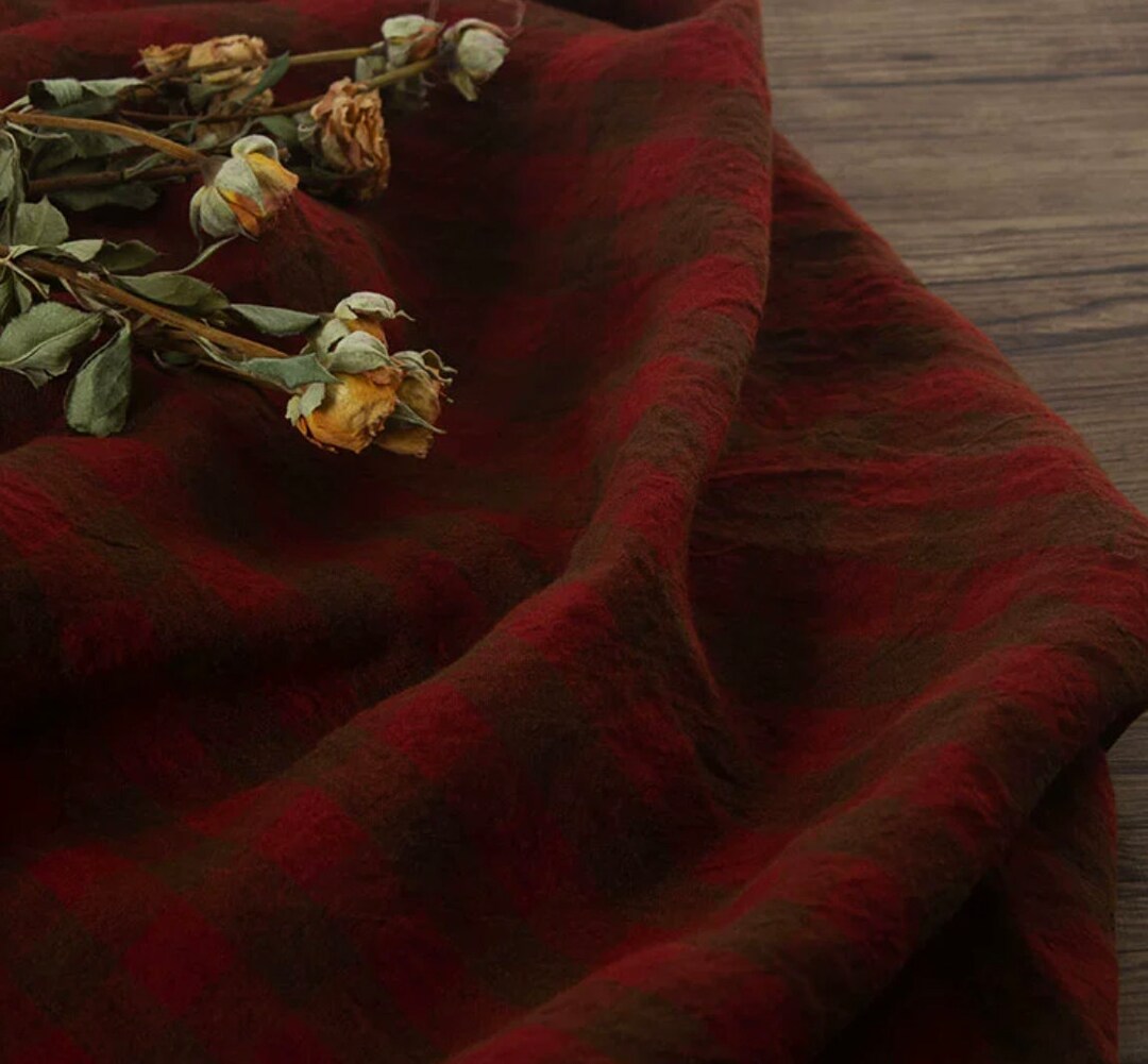 Plaid Linen Fabric, Grid Linen Fabric, Gingham Linen Fabric, Checkered ...