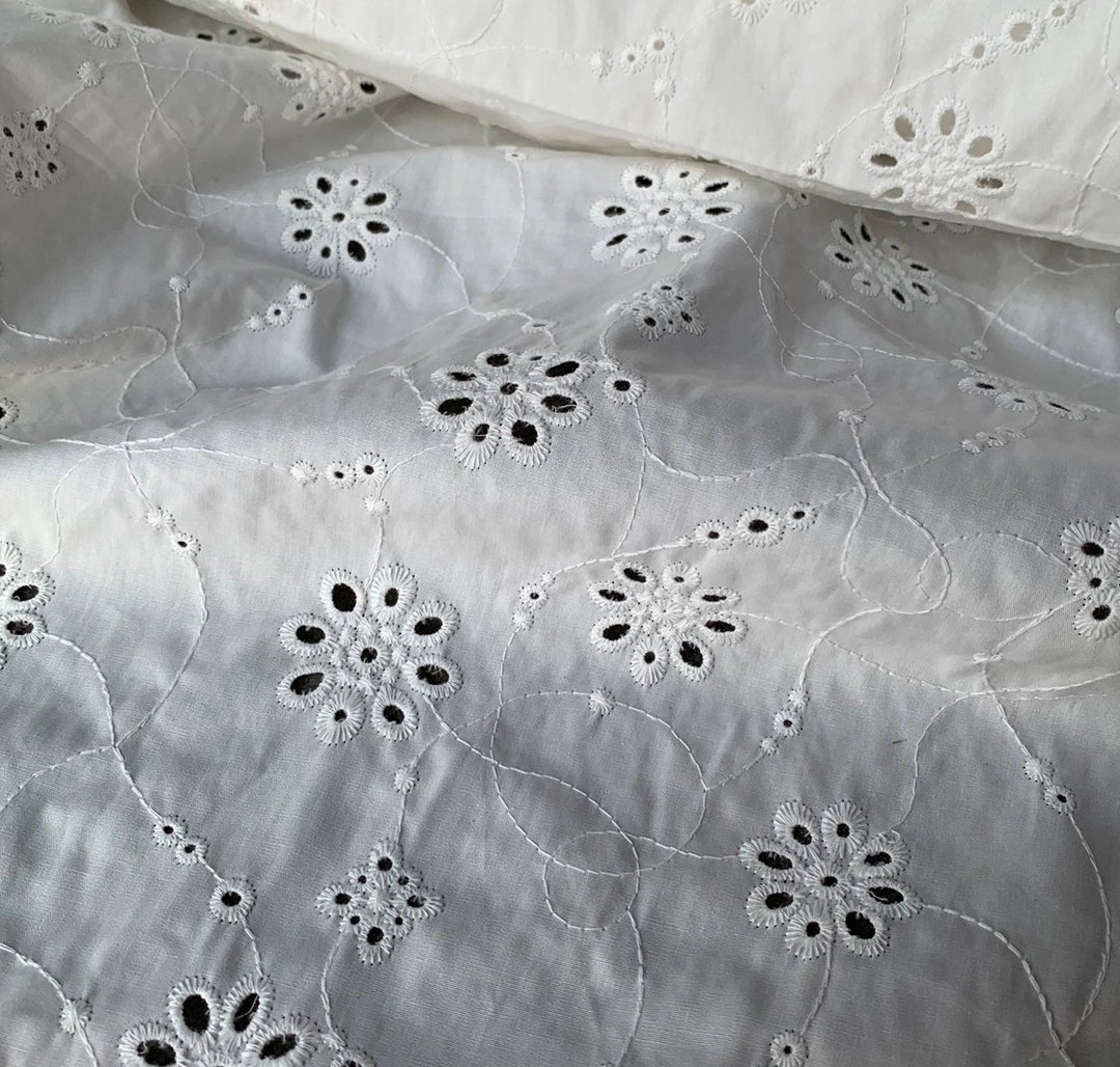 Embroidery Embroidered Cotton Fabric by the Yard - Etsy