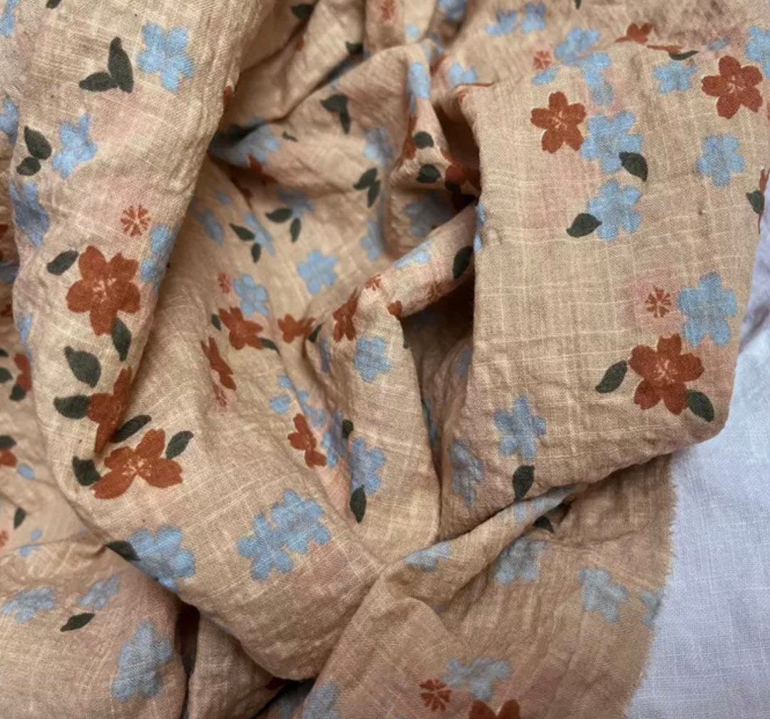 Print Textured Linen Cotton Fabric by the Yard - Etsy