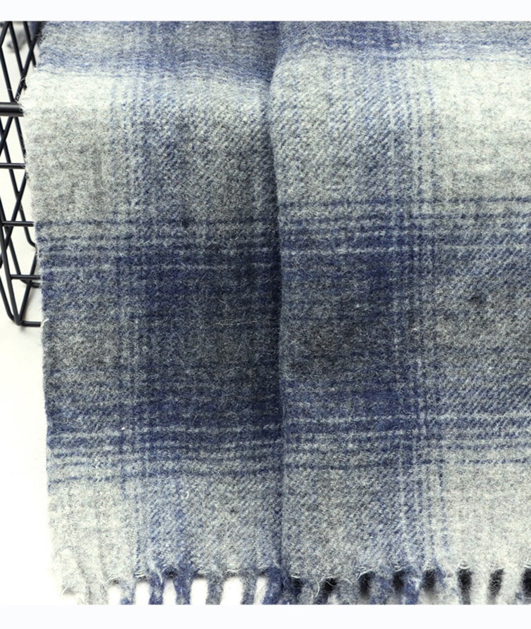 Tassel Fringe Plaid Double Faced Wool Fabric, Double Sided Woolen ...