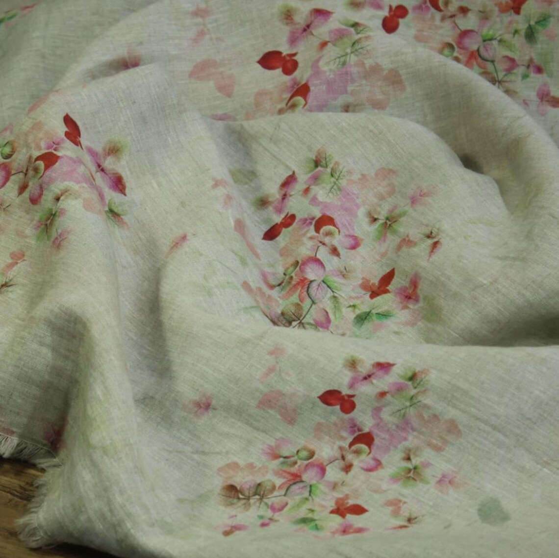 Print Floral Linen Fabric by the Yard - Etsy