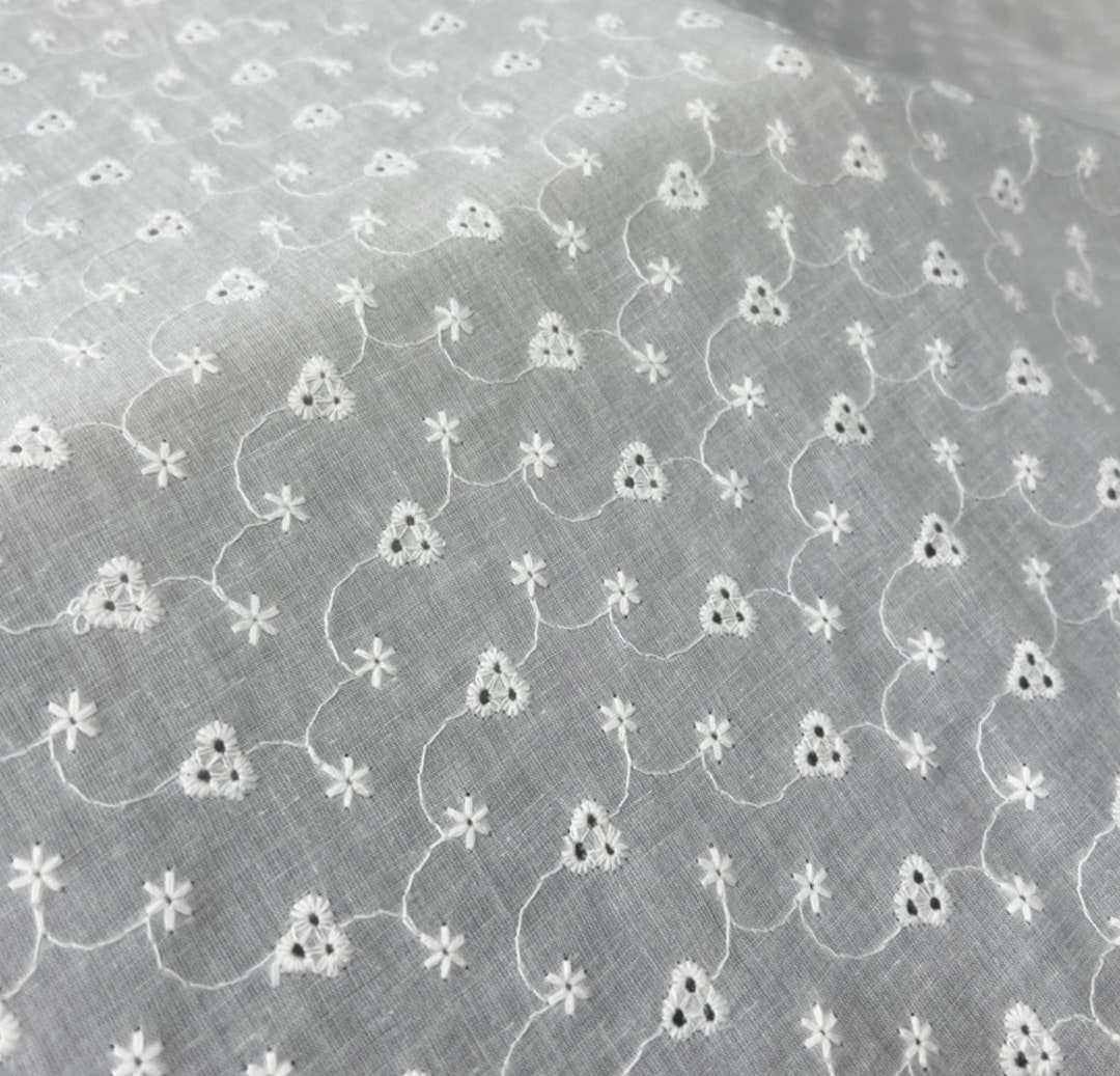 Embroidery Floral Cotton Fabric by the Yard - Etsy