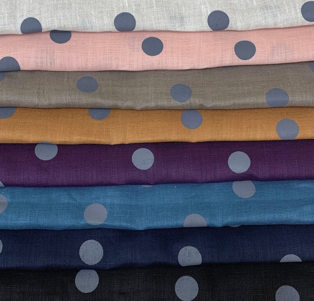 Polka Dots Dotted Linen Fabric by the Yard - Etsy