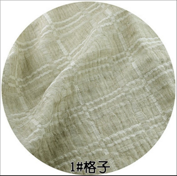 Jacquard Natural Linen Fabric by the Yard - Etsy