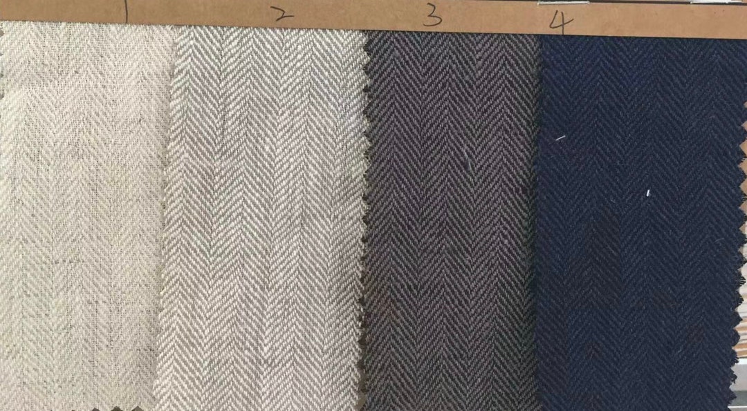 Herringbone Linen Fabric by the Yard - Etsy