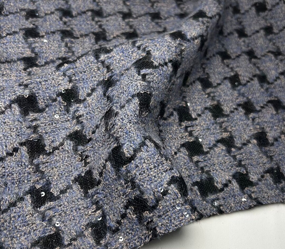 Houndstooth Wool Fabric by the Yard - Etsy