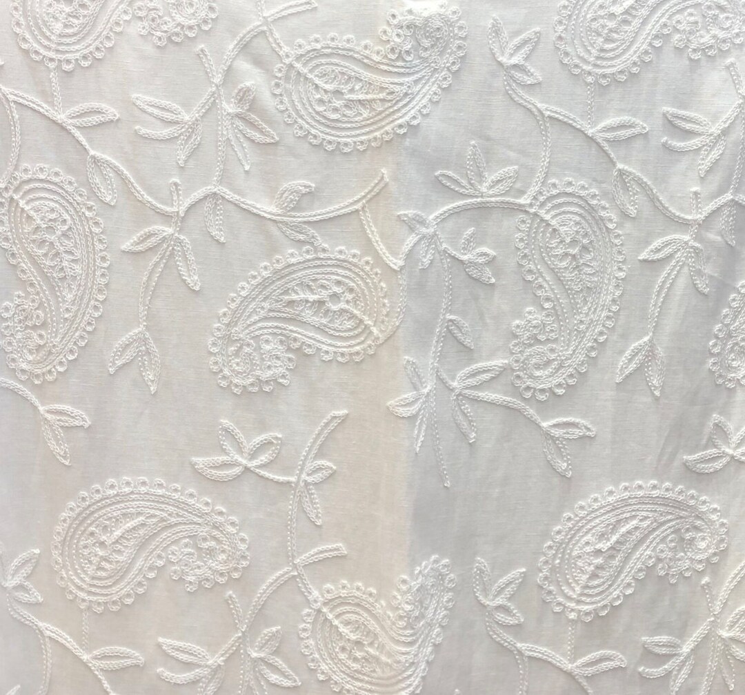 Embroidery Embroidered Linen Fabric by the Yard - Etsy