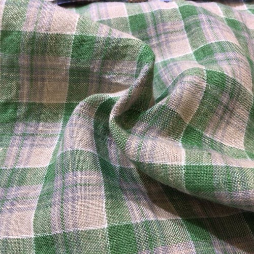 Plaid Linen Fabric by the Yard - Etsy