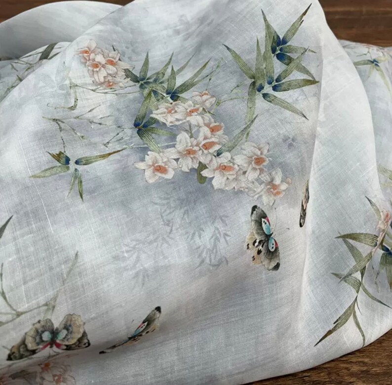 Print Ramie Fabric by the Yard for Blouses, Dresses, Skirts, Clothes ...