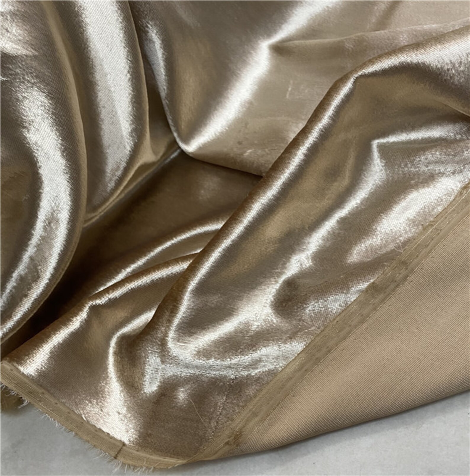 Champagne Gold Velvet Fabric By The Yard Etsy