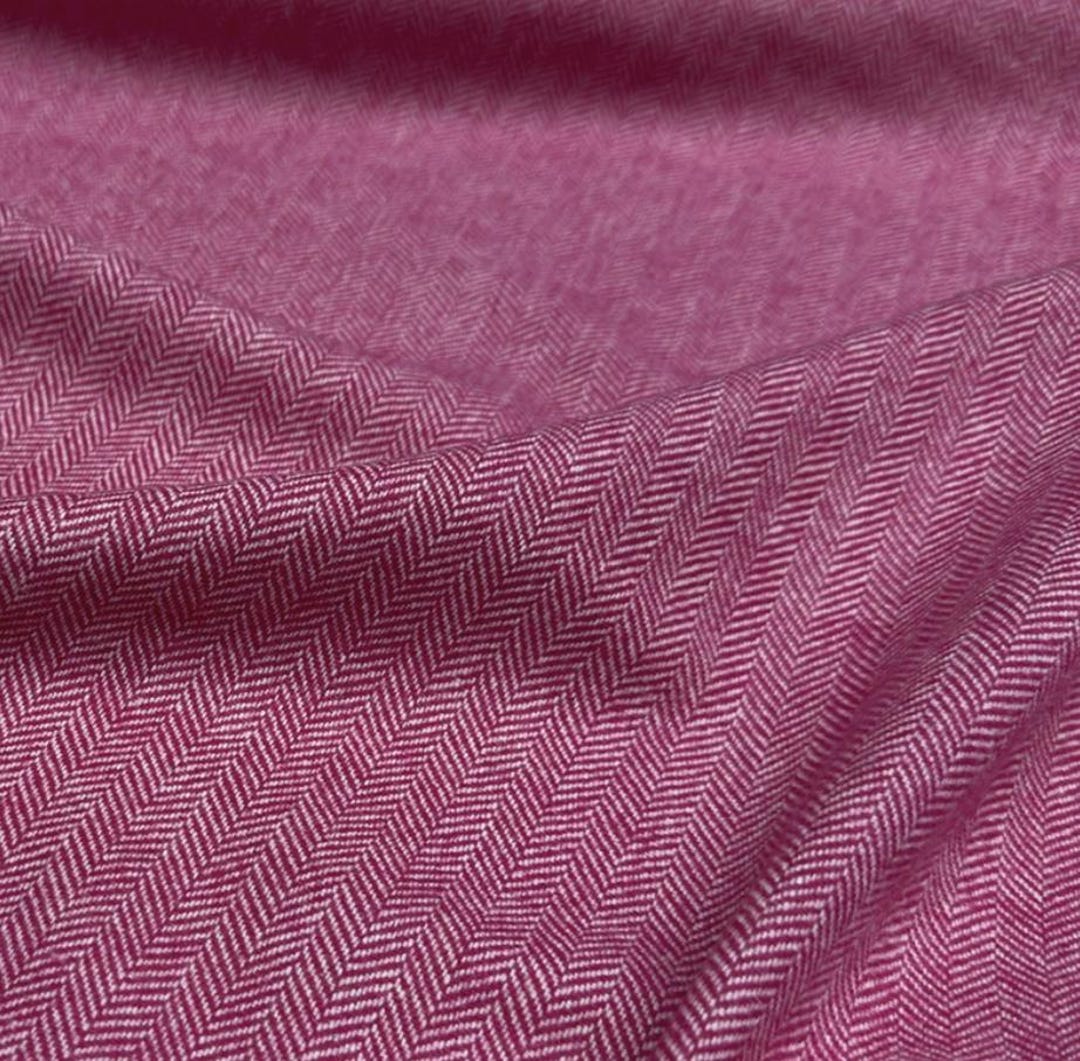 Hot Pink Herringbone Wool Fabric by the Yard - Etsy