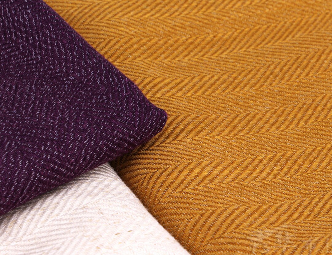 Herringbone Linen Viscose Fabric by the Yard - Etsy