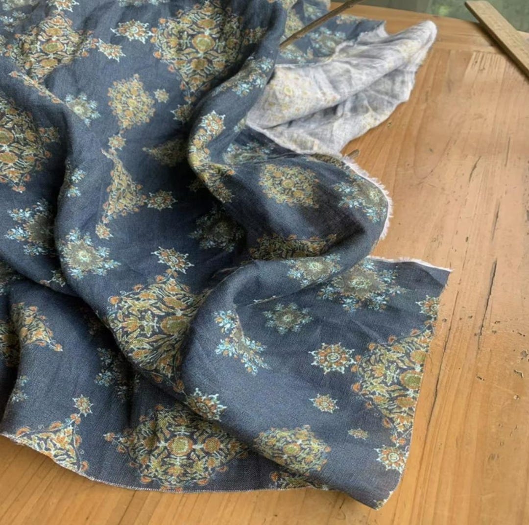 Print Linen Fabric by the Yard - Etsy