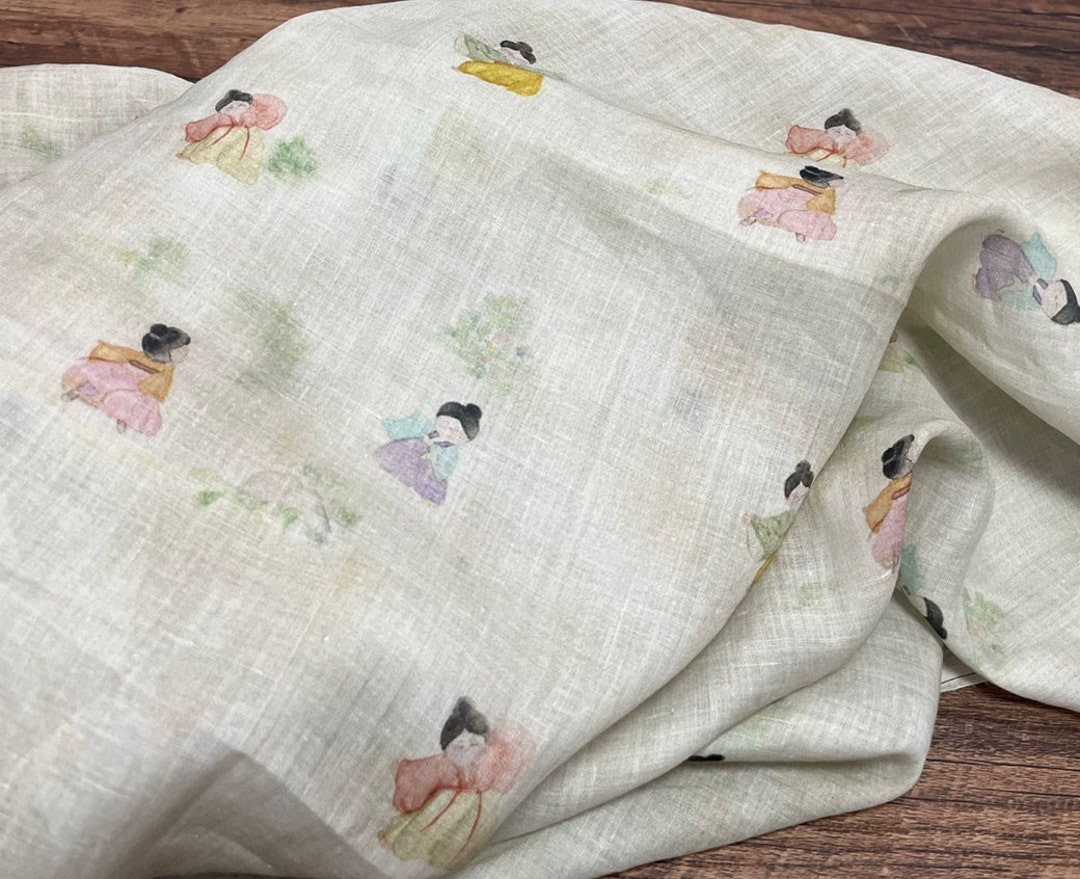 Print Ramie Fabric by the Yard for Blouses, Dresses, Skirts, Clothes ...