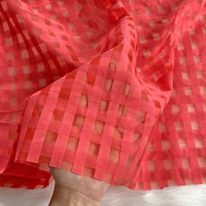 Plaid silk linen fabric by the yard | Etsy