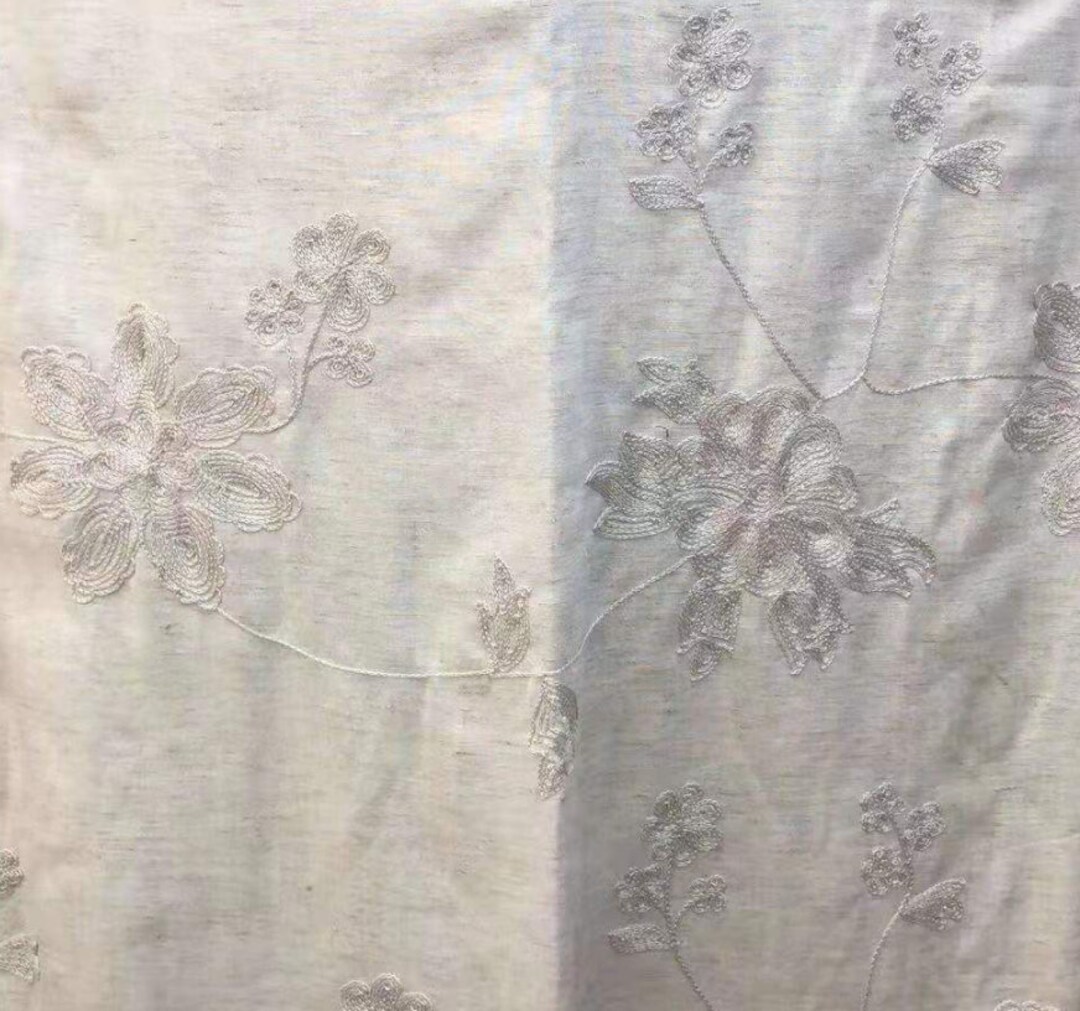 Embroidery Embroidered Linen Fabric by the Yard - Etsy