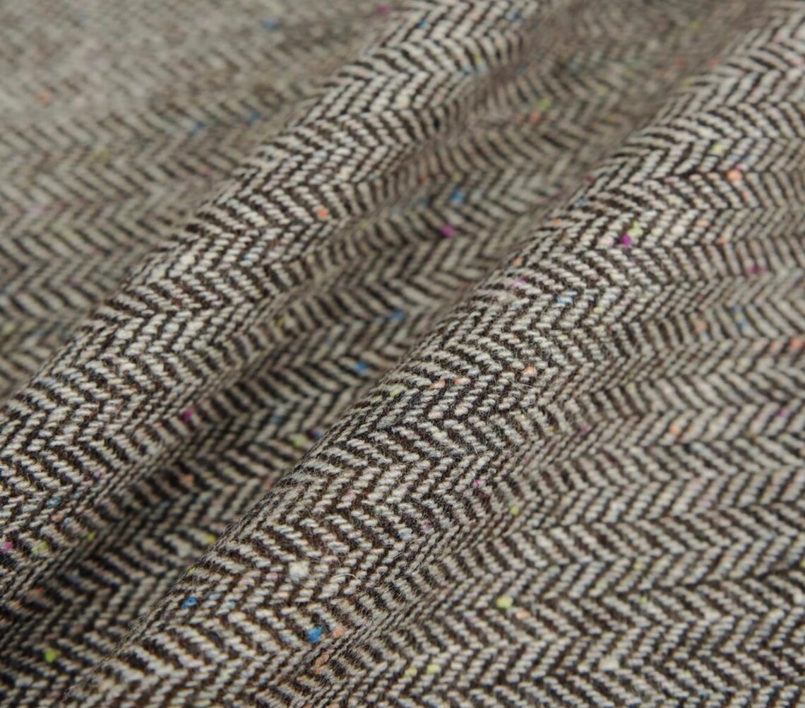 Colorful Specks Herringbone Wool Fabric by the Yard - Etsy
