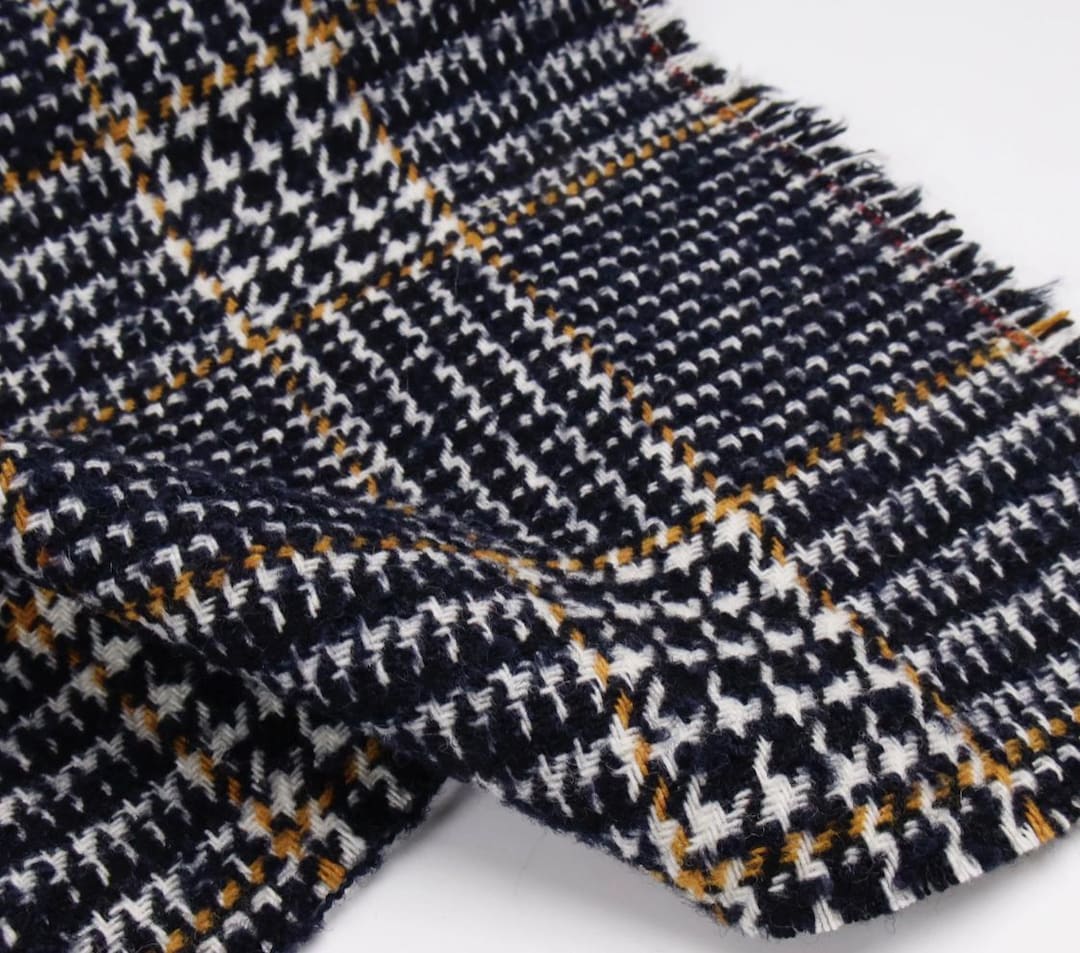 Houndstooth Wool Fabric by the Yard - Etsy