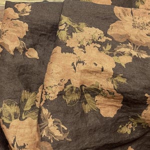 Print Floral Linen Fabric by the Yard - Etsy