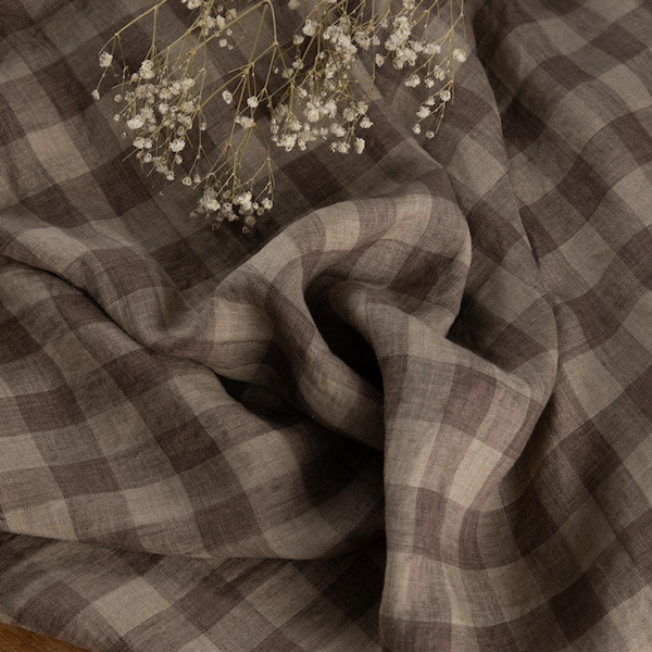 Checked Linen Fabric - Etsy