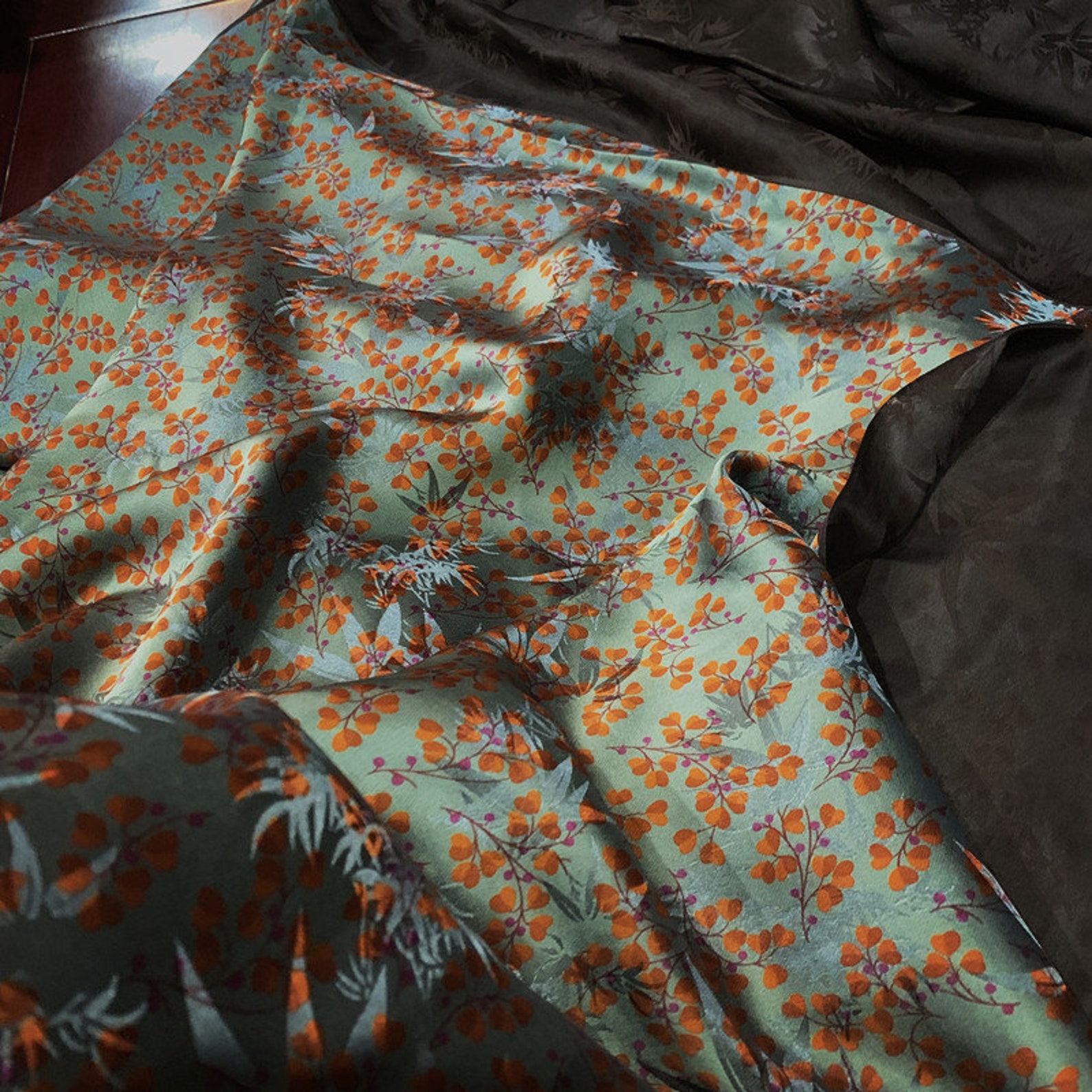 Print Jacquard Watered Silk Fabric Gambiered Canton Silk Gauze Etsy