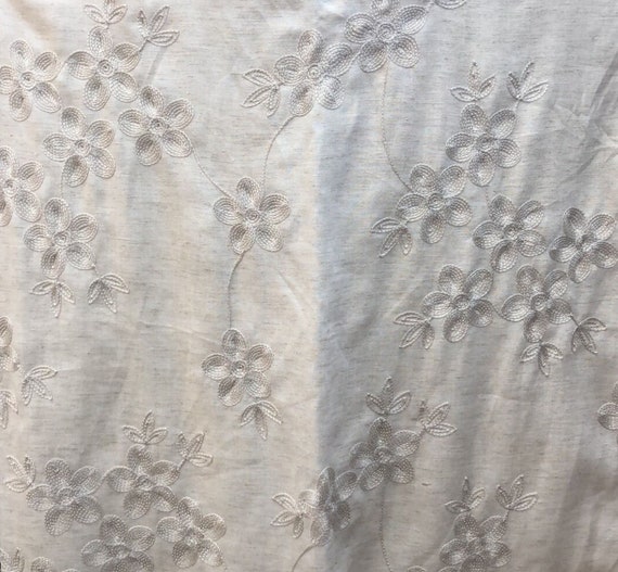 Embroidery Embroidered Linen Fabric by the Yard - Etsy