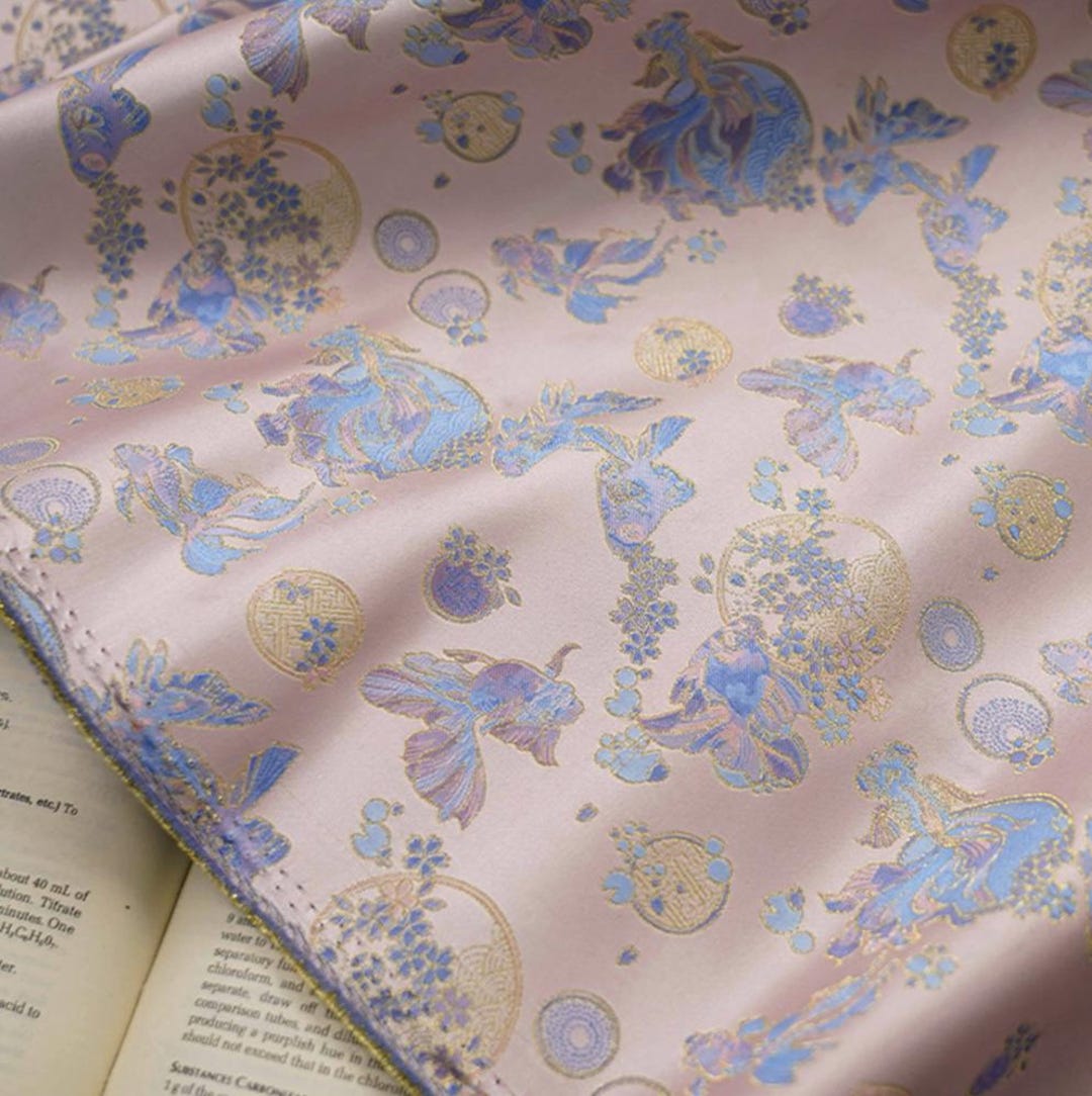 Koi Fish Jacquard Brocade Fabric by the Yard - Etsy